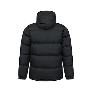 Mountain Warehouse Snow Mens Padded Jacket - Fleece Lined Hood Puffer Black Large