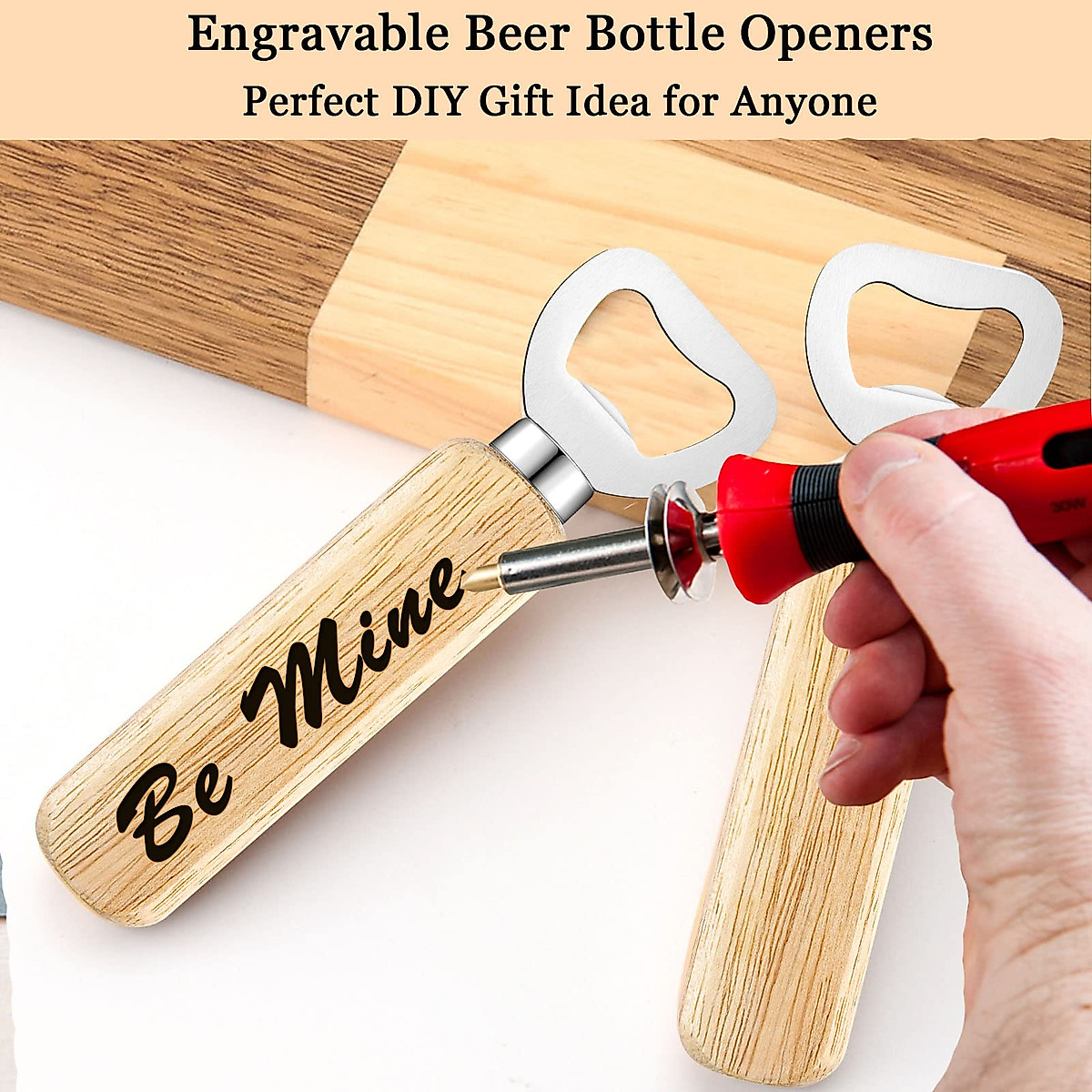 12Pcs Wood Bottle Openers, Bartender Bottle Openers, Engravable Beer Bottle Openers, Cider, Soft Drinks Bottle Opener for Home, Bar or Restaurant-Wood Handle Handheld