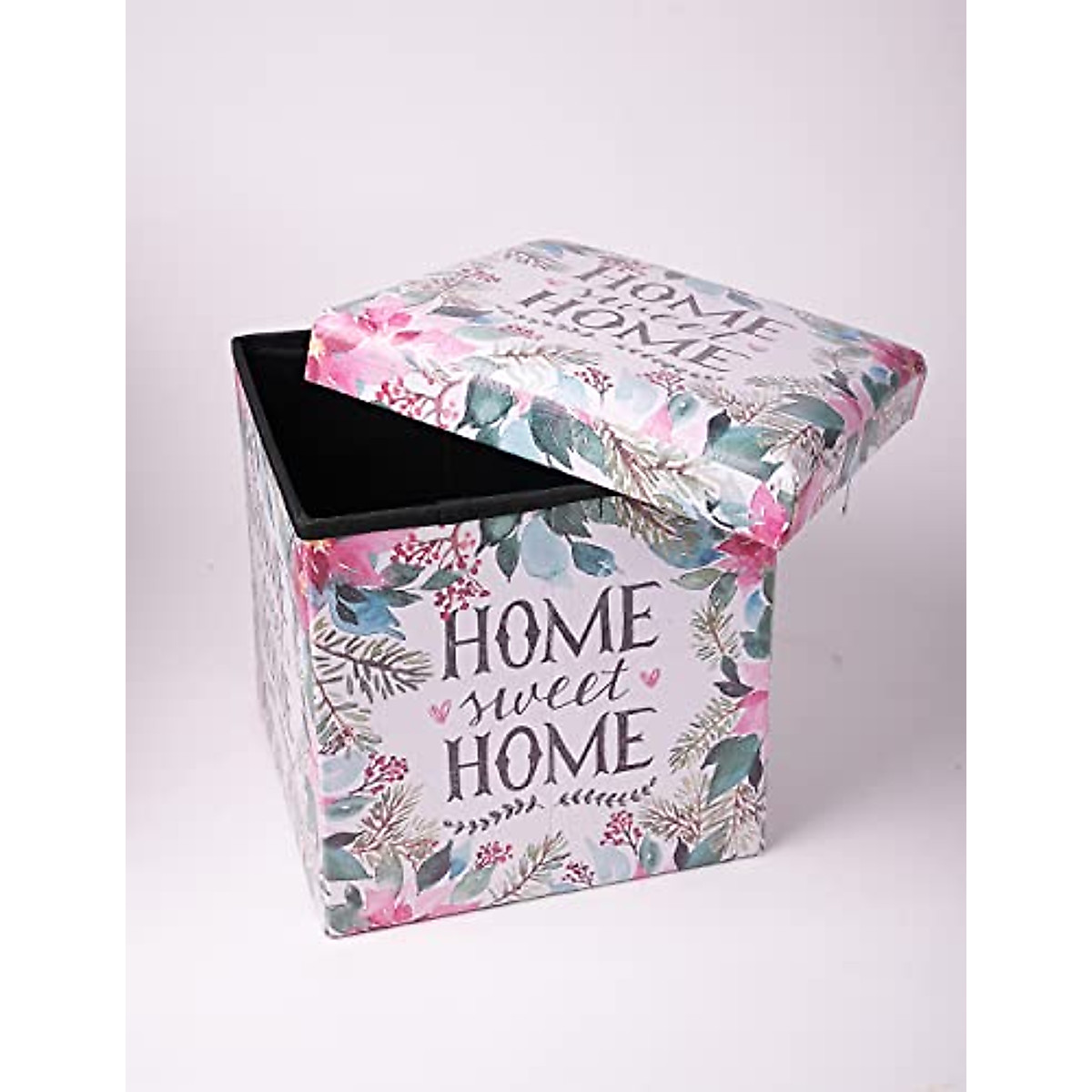 HONCOEN Folding Ottoman Footrest Keepsake Box Modern Decor Gifts Home Statue Sculpture Leather Footstool Arts Crafts 13x13inch