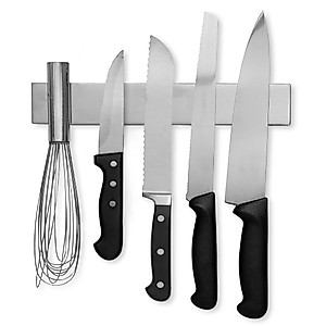 Modern Innovations 10 Inch Stainless Steel Magnetic Knife Bar with Multipurpose Use as Knife Holder, Knife Rack, Knife Strip, Kitchen Utensil Holder, Tool Holder, Art Supply Organizer, Home Organizer