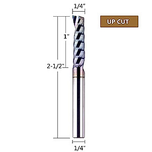 SpeTool O Flute CNC Router Bit 1/4 Inch Shank 1 Inch Cutting Length with Extra Long Life Coating Single Flute End Mill for Acrylic Aluminum Wood Cut