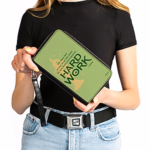 Buckle-Down Disney Wallet, Zip Around, The Princess and the Frog Tianas Hard Work Quote Greens, Vegan Leather