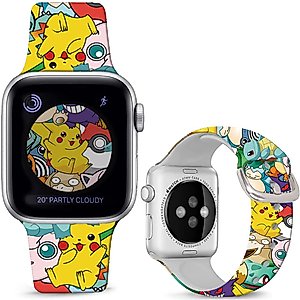Hepsun Compatible with Apple Watch Band Pikacu Dinosaur 38mm/40mm/41mm/42mm(Series10),Soft Silicone Magic Fancy Strap Compatible with iWatch Series SE 10 9 8 7 6 5 4 3 2 1 Men Women