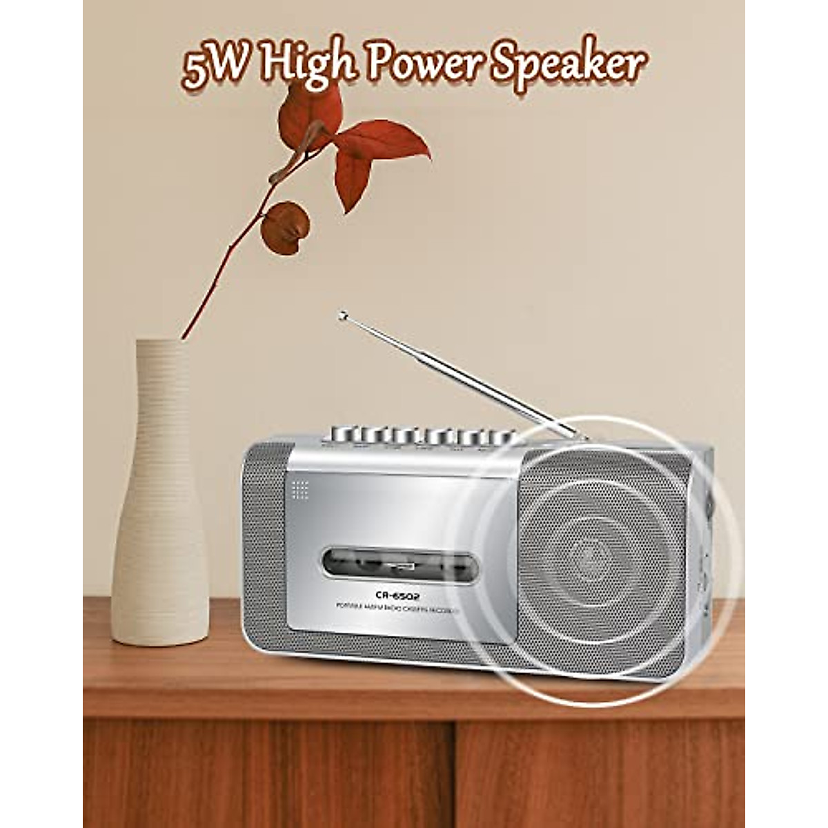 Gracioso Portable Cassette Player and Recorder, Cassette Tape Player/Recorder with AM/FM,Loud Build-in Speaker,Microphone,3.5mm Earphone Jack,Powered by AC or AA Battery for Gift,Home