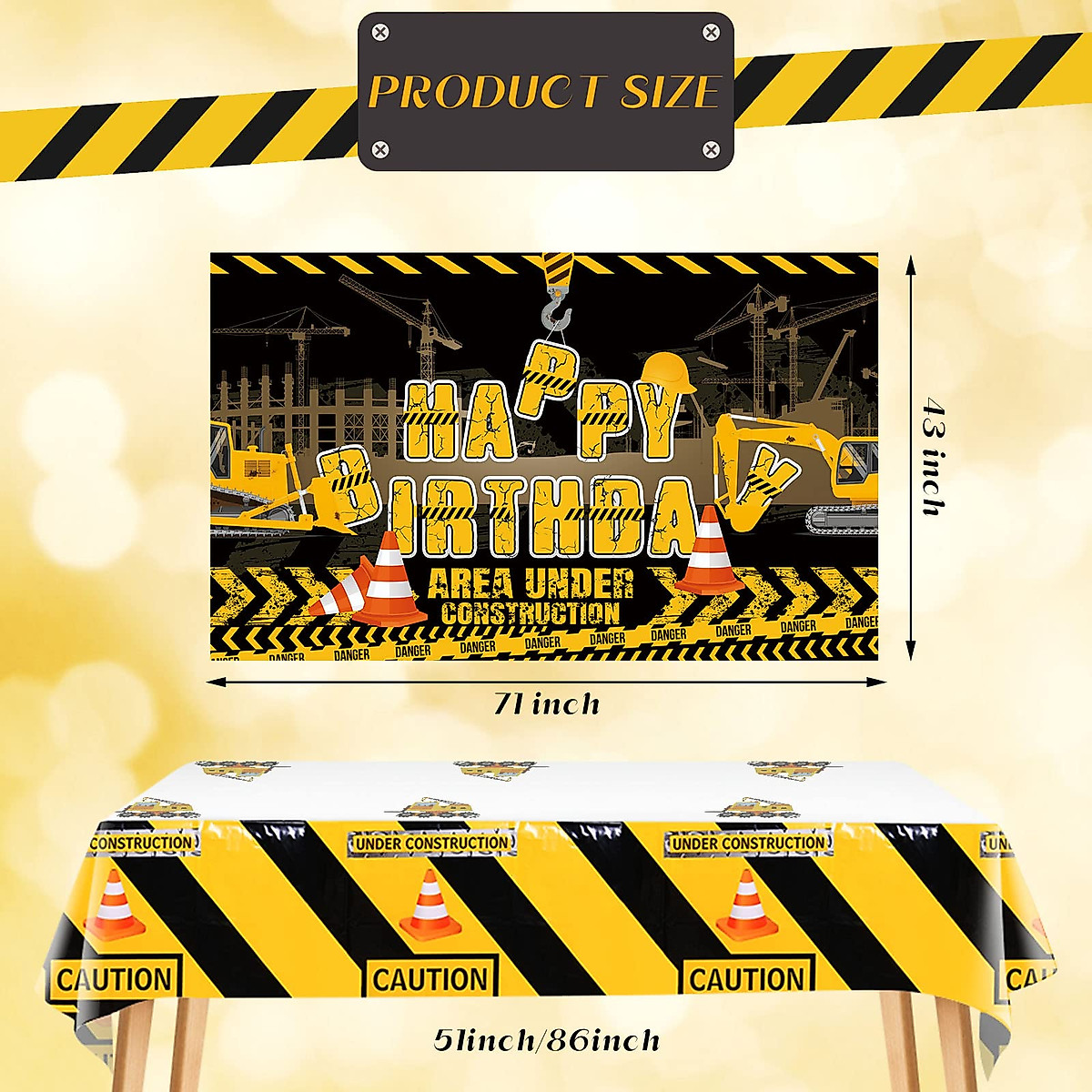 CUTEUP Construction Birthday Party Supplier - 259PCS Dump Truck Party Decorations Kits Set with Balloons, Tablecloth, Backdrop, Cake Toppers, Construction Theme Tableware Set for Kids - 16 Guest