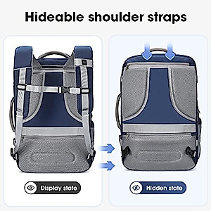 Maelstrom 40-50L Carry on Backpack,Large Travel Backpack for Men Women,17.3 Inch TSA Flight Approved Laptop Backpack with Hidden Shoe Bag, Expandable Suitcase Backpacks,father day gifts-Blue