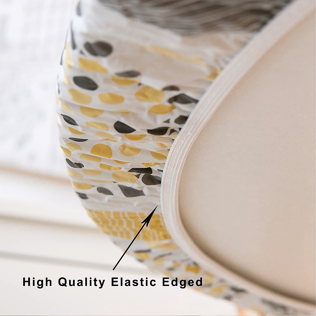 LIBERECOO Round Vinyl Fitted Tablecloth with Flannel Backing Elastic Edge Plastic Table Cover Waterproof Table Cloth Stain-Resistant Wipeable for 40"-44" Round Table