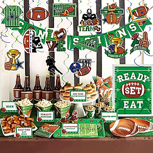 34Pcs Football Hanging Swirl Party Decor,14 Set Sports Football Theme Party Swirls Foil Wall Ceiling Streamers Decorations for Super Football Game Day Sport Theme Party Supplies