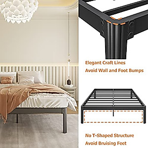 FDLOGW 18 Inch King Bed Frame, Tall Metal Platform King Size Bed Frames with Round-Corner Leg, Heavy Duty Steel Slat Mattress Foundation, Easy Assembly, Noise-Free, No Box Spring Needed
