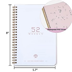 Undated Weekly Planner- Weekly Goals Notebook, A5 To Do List Planner, Habit Tracker Journal with Spiral Binding, Tracker and Goal Planner, 5.7 x 8.0 inches