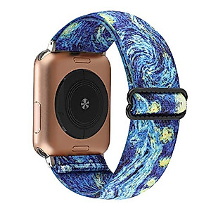 Adjustable Elastic Watch Band Compatible with Apple Watch 38mm 40mm 41mm, Nylon Stretchy Solo Loop Bracelet Women Replacement for iWatch Series SE/7/6/5/4/3/2/1 (Starry Sky, 38mm/40mm/41mm)