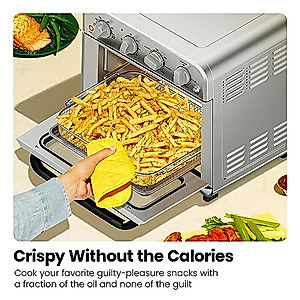 Chefman Air Fryer Toaster Oven Combo, 7-in-1, Convection Oven Countertop Extra Large 19 Quart Oven Air Fryer, Cook a 10-Inch Pizza, 4 Slice Toaster, Integrated Timer, Auto-Shutoff, Stainless Steel