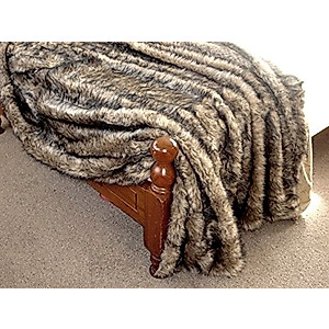 Luxurious Wolf Faux Fur Throw Blanket Fake Wolf/Coyote Fur Thorw Blanket 79"x90" Queen Size Fake Fur Throw Blanket Bedspread Brown