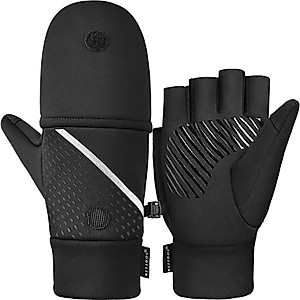 BSTIDOL Convertible Mittens Winter Fingerless Gloves with Thermal Warm Mitten Glove for Cold Weather Warm Polar Fleece for Men & Women Texting Photographing Running