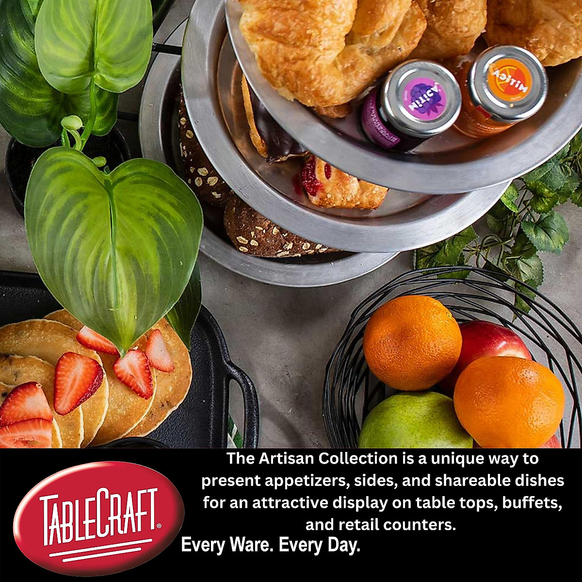 TableCraft Products BK17212 Basket, Rectangle, 12" x 9" x 3.5", Black Metal