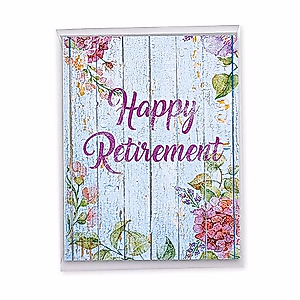 The Best Card Company - 1 Jumbo Congratulations Notecard w/Envelope (Large 8.5 x 11 Inch) Happy Retirement Appreciation with Flowers for Boss, Coworker - Blooming Driftwood J6108JRTG-US