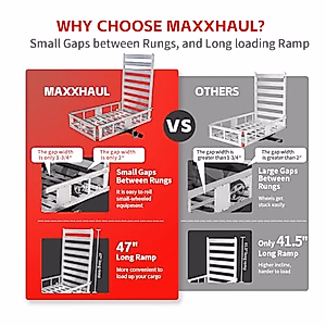 MaxxHaul 80779 50" x 29.5" Trailer Hitch Mount Aluminum Cargo Carrier With High Side Rails With 47" Ramp For RV's, Trucks, SUV's, Vans, Cars - 500 lb. Capacity