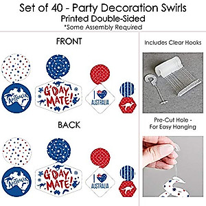 Big Dot of Happiness Australia Day - G’Day Mate Aussie Party Hanging Decor - Party Decoration Swirls - Set of 40