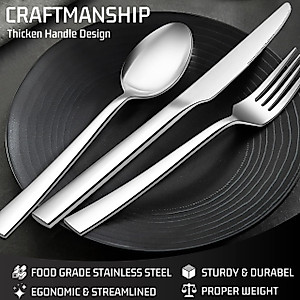 HaWare 40 Pieces Silverware Set, Stainless Steel Flatware Set for 8, Square Edge Cutlery Set for Home Restaurant Party, Food-Grade Tableware Include Knife Spoon Fork, Mirror Polished, Dishwasher Safe