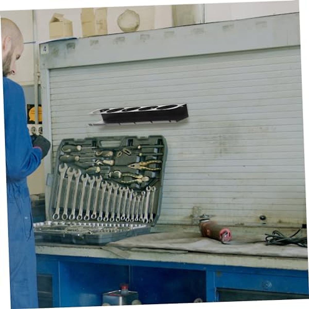 Outanaya 1 Set Floating Tool Shelf Tools Multifunctional Storage -mounted Storage Rack Metal Tool Storage Rack Home Tool Storage Holder Electric Drill Storage Shelf Black