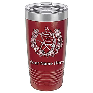 LaserGram 20oz Vacuum Insulated Tumbler Mug, Flag of Guatemala, Personalized Engraving Included (Maroon)