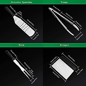 FIFIT KITCHEN Flat Top Griddle Accessory Tool Kit 6 Pieces, 2 Bottles,2 Spatulas, Chopper Scrapper And Tong Perfect Fit For Cooking Indoor Or Outdoor
