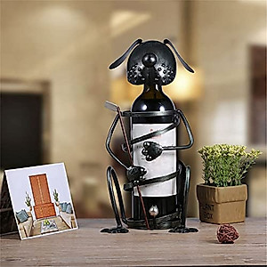 DOUBA Puppy Wine Rack with Golf Iron Animal Figurine Creative Wine Holder Practical Ornament Craft Gift Table Craft Decoration
