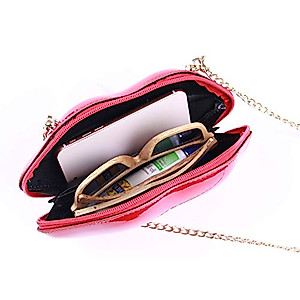 SUKUTU Patent Leather Lip Purse Box Clutch Lip Shaped Party Prom Unique Design Purses Womens Evening Clutch for Teen Girls