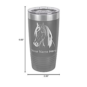 LaserGram 20oz Vacuum Insulated Tumbler Mug, Horse Head 1, Personalized Engraving Included (Gray)
