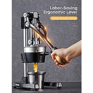 FOHERE Orange Juicer Squeezer, Cast Iron Lemon Squeezer, Commercial Citrus Juicer Hand Press for Orange, Lemon, Pomegranate, Grapefruit, Easy to Clean Citrus Squeezer with a Stainless Steel Cup