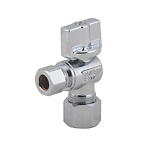LD Valve- 1/4 Turn Angle Stop Valve 1/2-in OD X in 3/8-OD Compression,Quarter Turn LF Brass Chrome Plated Angle Shut Off Water Supply Stop for Faucet or Toilet Installation (2-Pack)
