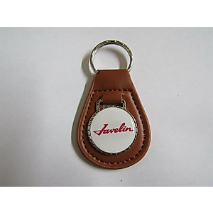 JAVELIN SCRIPT EMBLEM LOGO LEATHER KEYCHAIN - BROWN