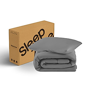 SLEEP ZONE Jersey Knit 2 Pieces Comforter Set, Twin/Twin XL Bedding Set for Kids, Children, College Dorm, Breathable and and Fluffy, All Season use (Grey, Twin/Twin XL)