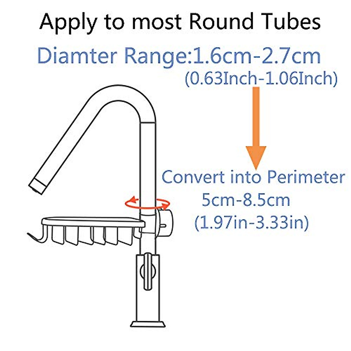 Faucet Shower Rod Assembled Kitchen Washing Sponge Holder Faucet Caddy Shower Soap Basket,Bright Silver Color