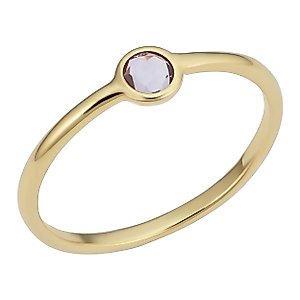 KoolJewelry 14k Yellow Gold Genuine Amethyst Ring Minimalist Jewelry for Women (size 5)