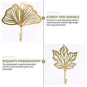 Cabilock 2pcs Gold Leaf Hooks Entryway Door Hooks Ginkgo Leaf Maple Leaf Hanging Hooks Decorative Wall Hook Hanger for Clothes Coat Hat Scarf
