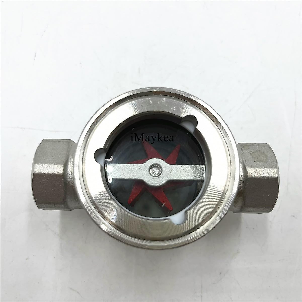 iMaykea 1/2" NPT Sight Glass Stainless Steel 304 Water Flow Indicator with Concentric PTFE Impeller
