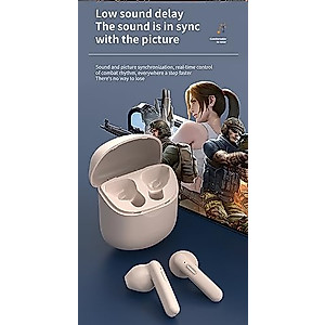 WesTch True Wireless Earbuds Bluetooth 5.3 Headphones Button Control with Wireless Charging Case IPX4 Waterproof Stereo Earphones Half in-Ear Built-in Mic Headsets (White)