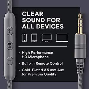 ARTIX CL750 Adult & Kids Wired Headphones with Mic – On-Ear Head Phones with Microphone for Computer & Laptop, Stereo Headphone Wire Plug in, Corded Noise Cancelling Headphone Over Ear with Cord 3.5mm