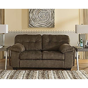 Signature Design by Ashley Accrington Plush Loveseat with Tufted Back, Brown