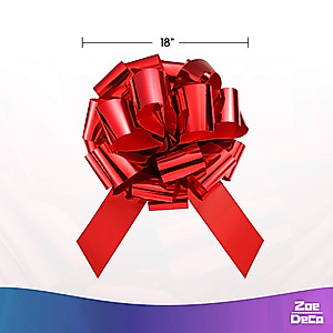 Zoe Deco Big Car Bow (Red, 18 inch), Gift Bows, Giant Bow for Car, Birthday Bow, Huge Car Bow, Car Bows, Big Red Bow, Bow for Gifts, Christmas Bows for Cars, Gift Wrapping, Big Gift Bow