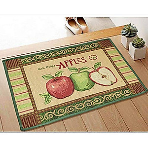 yazi Fabric Kitchen Mat Area Rug Fresh Picked Apples,47x18 Inches and 23x18 Inch, Vintage Apples Jacquard Cotton Fiber Rectangular Bedroom Floor Mat Doormat