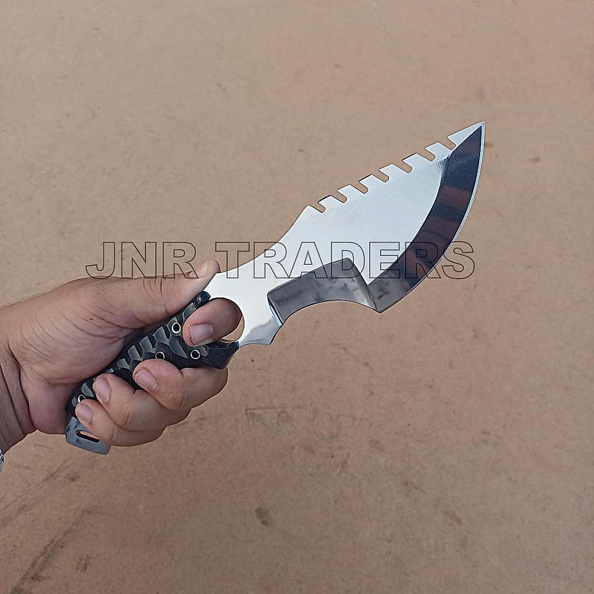 JNR Traders Handmade Tracker knife with sheath belt tracker knife Horizontal carry tracker knife full tang fixed blade Hunting knife edc tracker knife