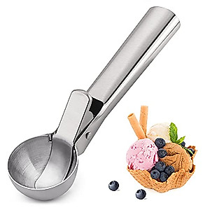 Ice Cream Scoop Stainless Steel Ice Cream Scooper Metal Ice Cream Scoops with Trigger, Perfect for Frozen Yogurt, Gelatos, Sundaes (Medium Silver) (silver style 1) (Silver)