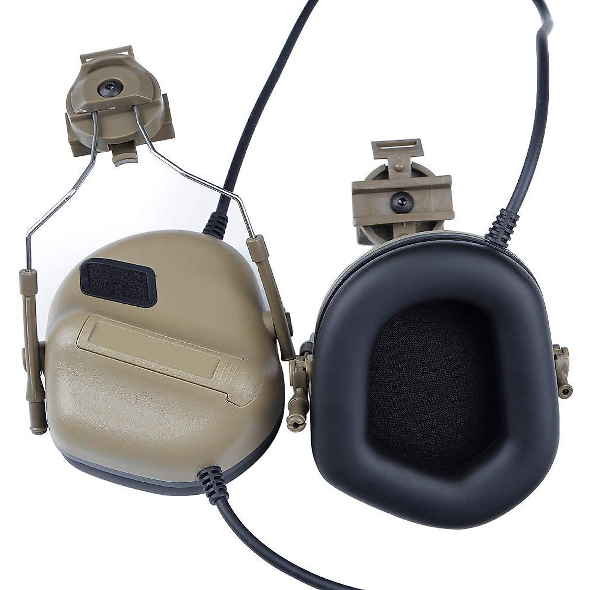 NC Helmet Version Noise Reduction Pickups, Electronic Shooting Noise Safety Earmuffs, Tactical Headsets For Airsoft Activities, Tan, 20x15x10cm