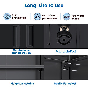 winbingon 71" Locking File Cabinet,Metal Storage Cabinet with 2 Doors and 4 Adjustable Shelves,Locking Tool Cabinet for Office,Home,Garage,Gym,School (Black),Requires Installation