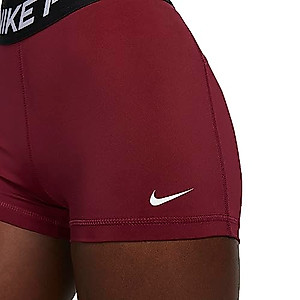 Nike Pro Women's 3" Shorts (Large, Dark Beetroot/Black/White)