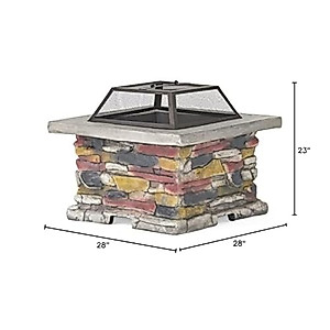 Christopher Knight Home Corporal Square Fire Pit, Stone