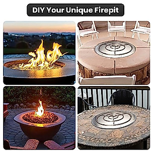 Dreffco Stainless Steel Fire Pit Burner Pan & Ring Standard Kit with Spark Ignition for Natural Gas, 36-Inch Pan, 30-Inch Ring, 200,000 BTU Max