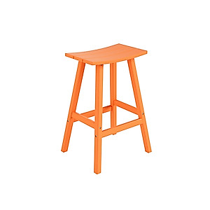 Costaelm All-Weather Bar Stools Set of 2, 29" Height Outdoor Bar Stools, Adirondack Poly Patio Bar Stool for Patio, Deck, Kitchen Counter and Garden, Orange
